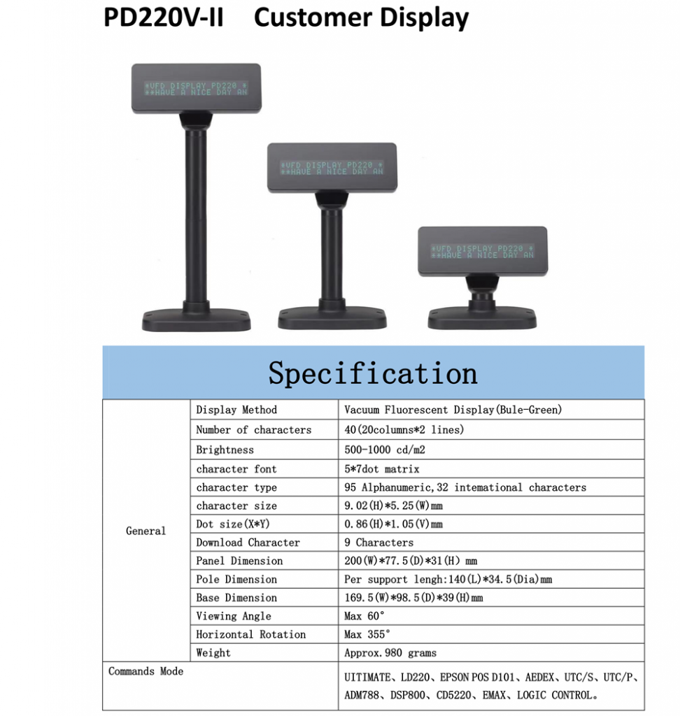 VFD Customer Display Monitor