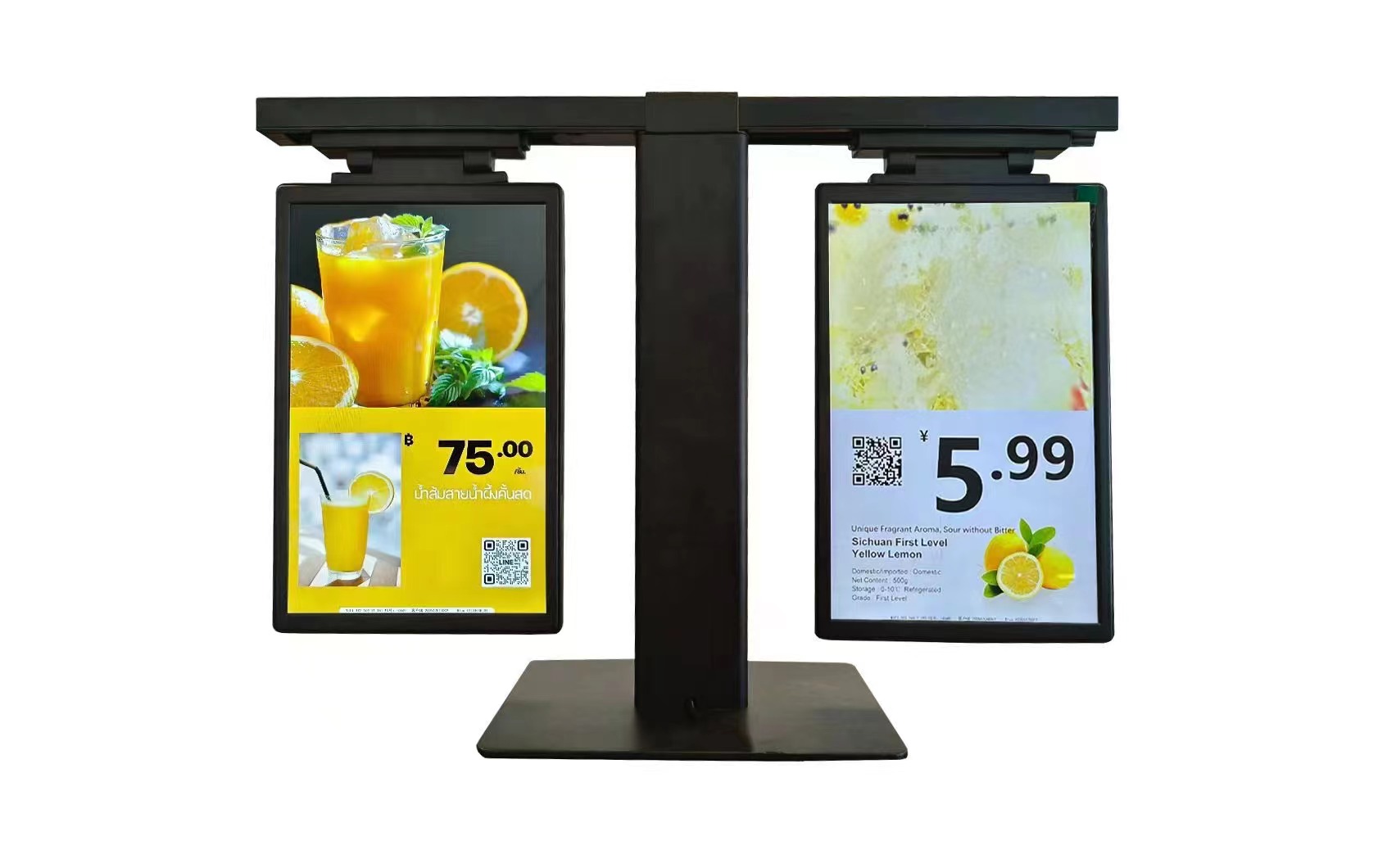 Electronic Price Tag in Supermarkets Retails Fruits and Vegetages